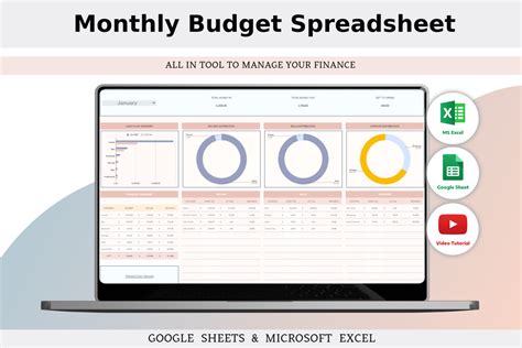 Monthly Budget Spreadsheet Excel Gráfico Por Chartsheets · Creative Fabrica