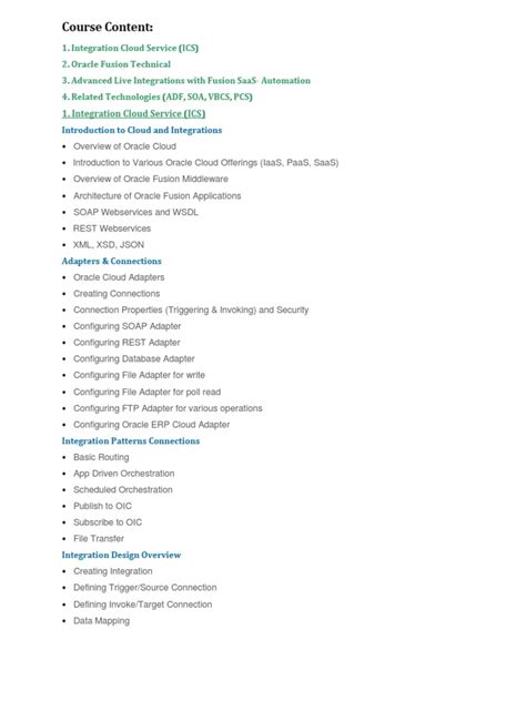Oracle Fusion Integration Cloud Services Training Pdf Web Service Cloud Computing