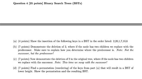 Solved Question 4 25 Points Binary Search Trees Bsts A