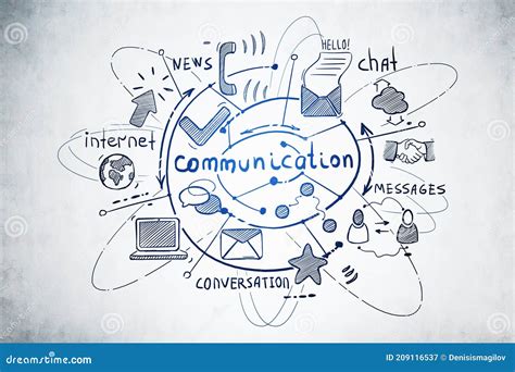 Creative Communication Sketch On Concrete Wall Stock Image Image Of