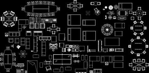 Household Furniture Various Items Top View Dwg Block For Autocad • Designs Cad