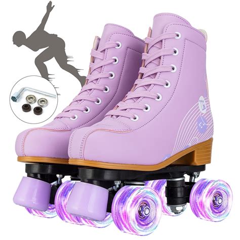 Eonroacoo Purple Roller Skates For Women Girls Light Up Double Row
