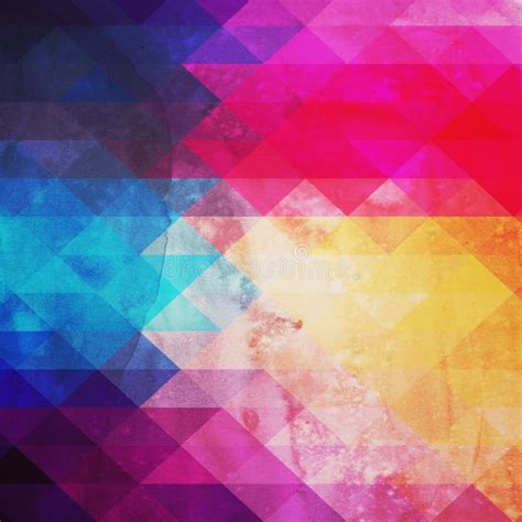 Retro Pattern Of Geometric Shapes Triangle Colorful Mosaic Back Stock