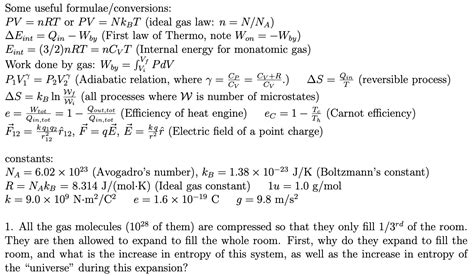 Solved Eint Some Useful Formulae Conversions PV NRT Or Chegg