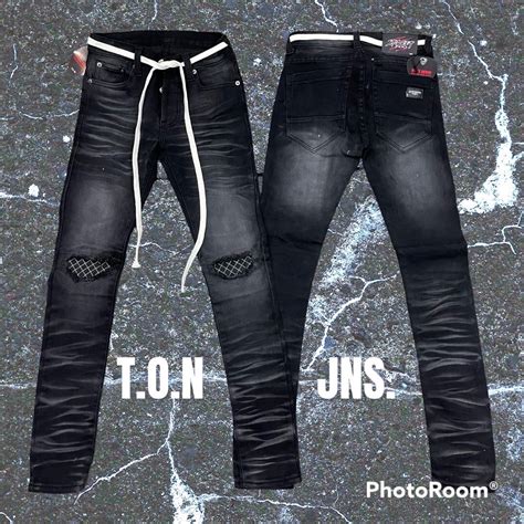 กางเกงยีนส์ผู้ชาย ขายาว ทรงเดฟ ติดแถบ ปะเข่า เอวเชือก กางเกงยีนส์ชาย เป้ากระดุม Size 28 42