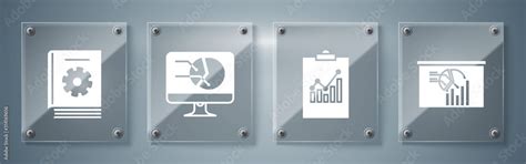 Set Board With Graph Chart Clipboard With Graph Chart Computer Monitor With Graph Chart And