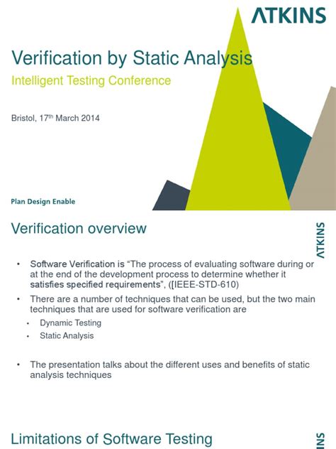 Verification By Static Analysis Intelligent Testing Conference Pdf