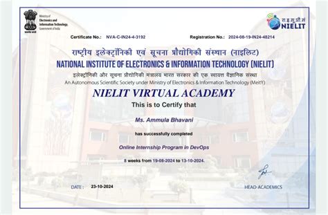 Bhavani Ammula On Linkedin Devops Internship Neilit Automation