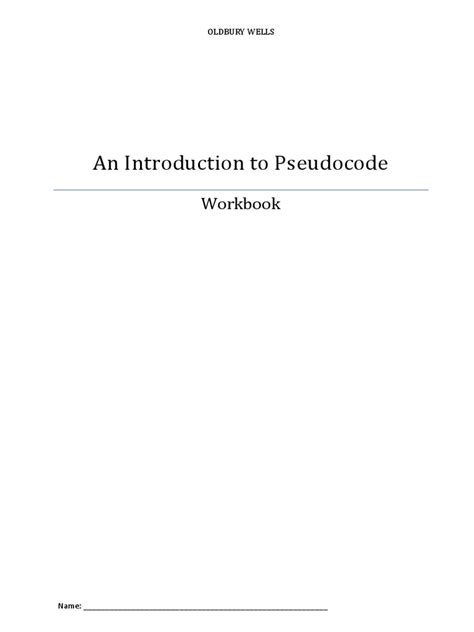 An Introduction To Pseudocode Workbook Download Free Pdf Algorithms Subroutine