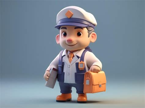 Premium Photo Tiny Cute Isometric Soft Smooth Lighting 3d Render Postman