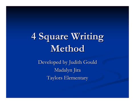 Four Square Writing Technique 4 Square Writing4 Square Writing Method Method Developed By