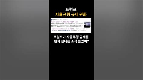 트럼프 자율주행 규제 완화 선언 날개 단 일론머스크 미국경제 주식 투자 Youtube