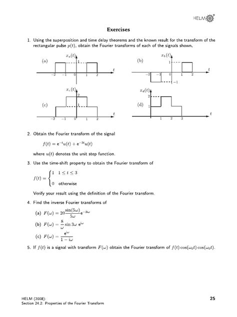 Sheet Of Fourier Transform Pdf