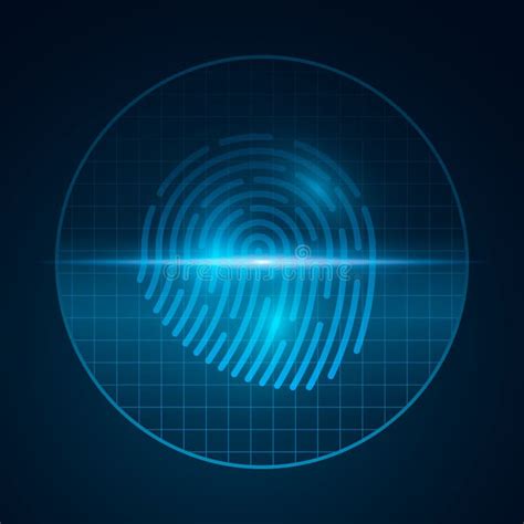 Fingerprint For Computer System Security With Grid Scan Padlock