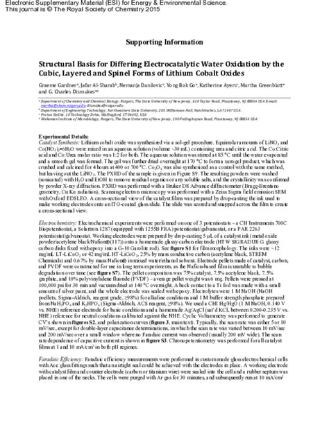 Pdf Structural Basis For Differing Electrocatalytic Water Oxidation By The Cubic Layered And
