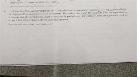 Solved Respectively Swaps Values Y Cannot Declare Additonal