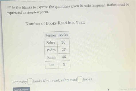 Fill In The Blanks To Express The Quantities Given In Ratio Language Ratios Must Be Expr Math