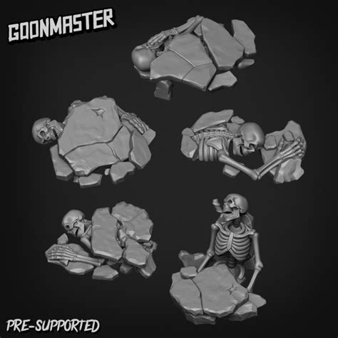 3d Printable Basing Bits 95 Crushed Skeletons By Goon Master