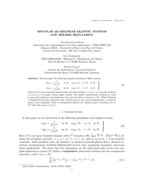 Pdf Singular Quasilinear Elliptic Systems And Hölder Regularity