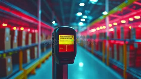 Automated Warehouse Inventory Management System With Handheld Barcode Scanner Stock Illustration