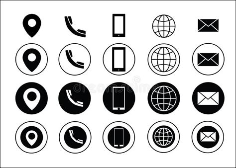 Vector Business Card Contact Information Icons Black Stock Vector