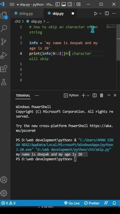 How To Skip An Character Of An Python String Youtube