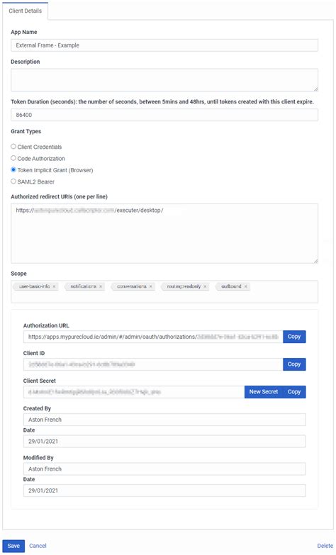 Topicconfiguring Genesys Cloud For An External Frame