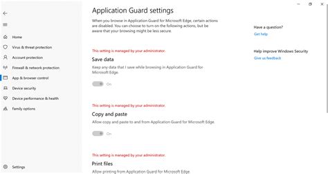 Windows Defender Application Guard Inside Windows Security App