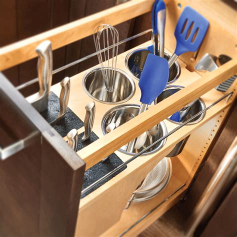 REV A SHELF Base Cabinet Organizer With Knife Block And Soft Close Maple Rev A Shelf KB