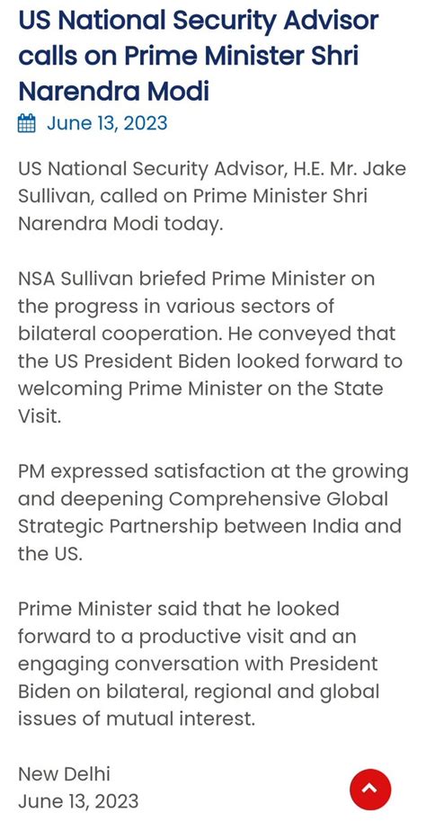 Sidhant Sibal On Twitter President Biden Looks Forward To Welcoming Pm On The State Visit Us