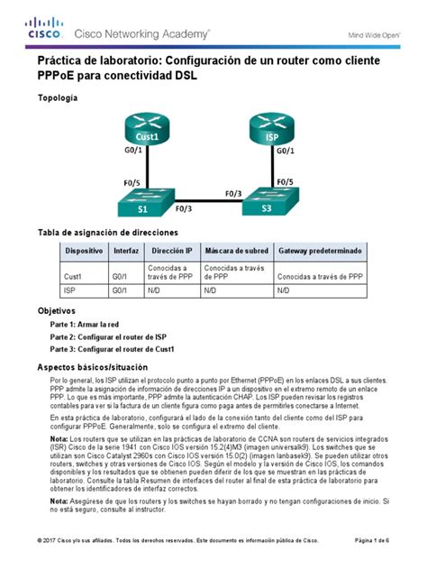 3227 Lab Configuring A Router As A Pppoe Client For Dsl