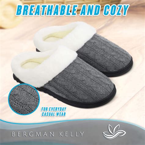Bergman Kelly Womens Cable Knit Scuff Slippers Clog Style Elsa