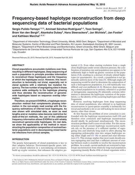 Pdf Frequency Based Haplotype Reconstruction From Deep Sequencing