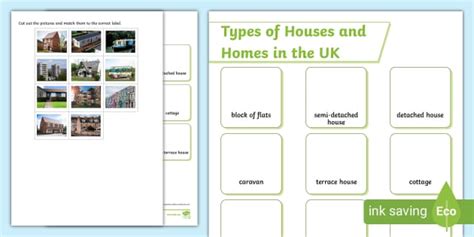 Types Of Houses And Homes In The UK Matching Activity