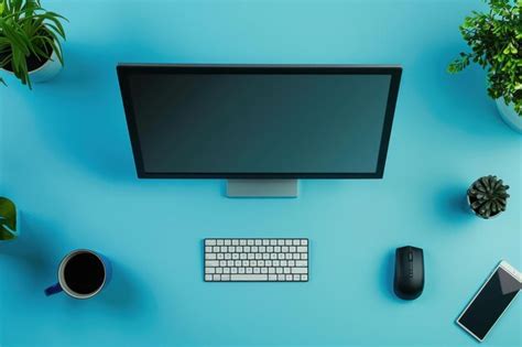 A Modern Workspace Setup Featuring A Computer Keyboard Mouse And Coffee Cup Premium Ai