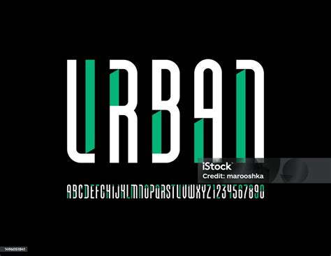 가장 긴 글꼴 높은 알파벳 잘린 문자 및 숫자 제작 내부 각진 세리프 베벨 유형 디자인 벡터 일러스트레이션 10eps 기울어진에 대한 스톡 벡터 아트 및 기타 이미지