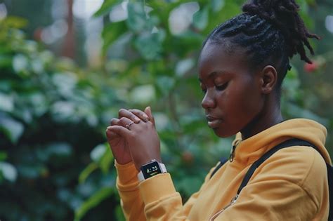 premium photo a woman checking her heart rate variability on a s generative ai