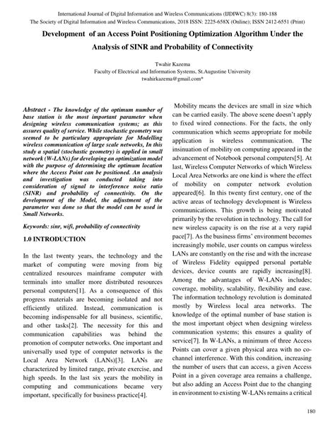 Pdf Development Of An Access Point Positioning Optimization Algorim