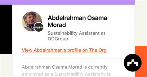 Abdelrahman Osama Morad Sustainability Assistant At Odgroup The Org