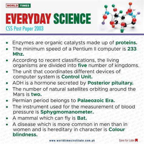 Everyday Science CSS Past Paper Jahangir S World Times