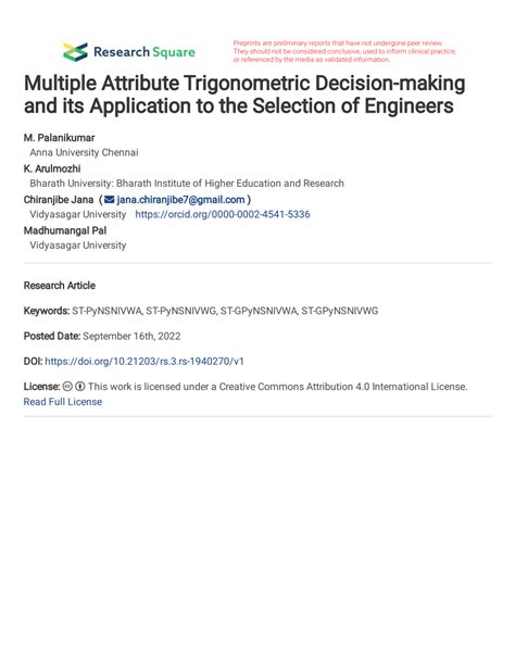 Pdf Multiple Attribute Trigonometric Decision Making And Its Application To The Selection Of