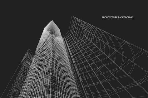 Premium Vector 3d Wireframe Of Building Sketch Design Vector