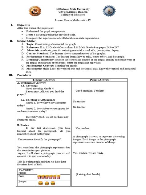 Lesson Plan In Math Pdf Cartesian Coordinate System Chart