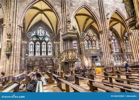 Stained Glass Windows In The Freiburg Minster Editorial Stock Image