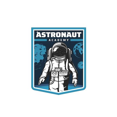 우주 비행사 아카데미 아이콘 우주인 우주 공간에서 프리미엄 벡터