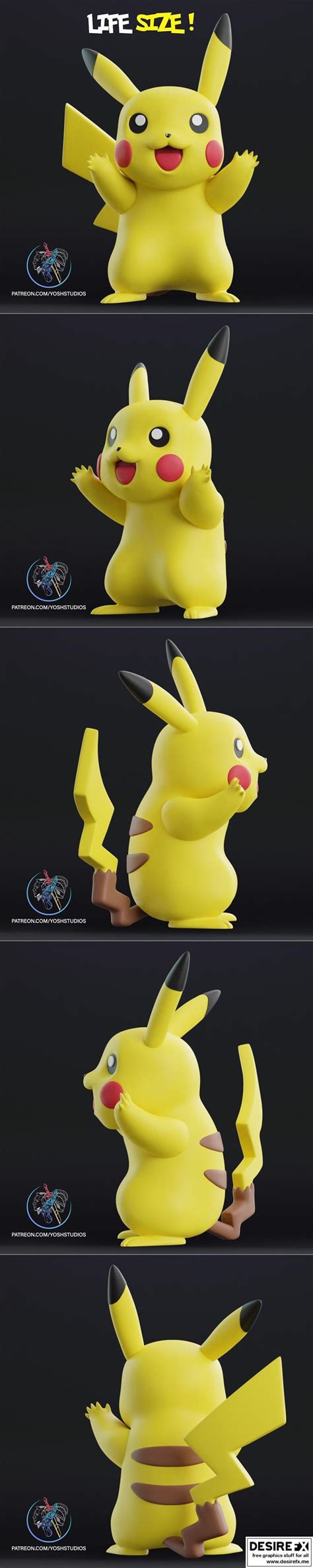 Desire FX D Models Life Sized Pikachu D Print Model STL