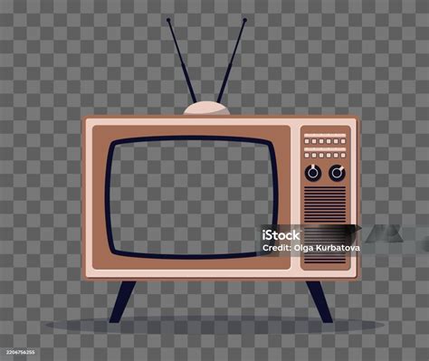 오래 된 Tv 투명 배경입니다 빈 화면 텍스트를 위한 복사 공간이 있는 프레임 오래된 미디어 기술 구식 디스플레이 복고풍
