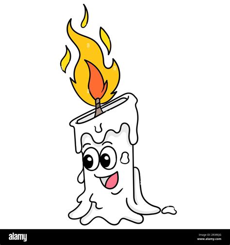 A Candle With A Burning Flame With A Happy Laughing Facial Expression