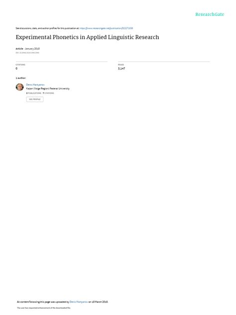 Experimental Phonetics In Applied Linguistic Resea Pdf Phonetics Speech