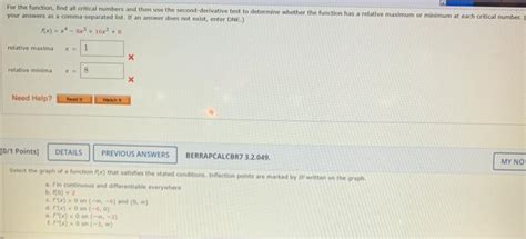 Solved For The Function Find All Critical Numbers And Then Chegg